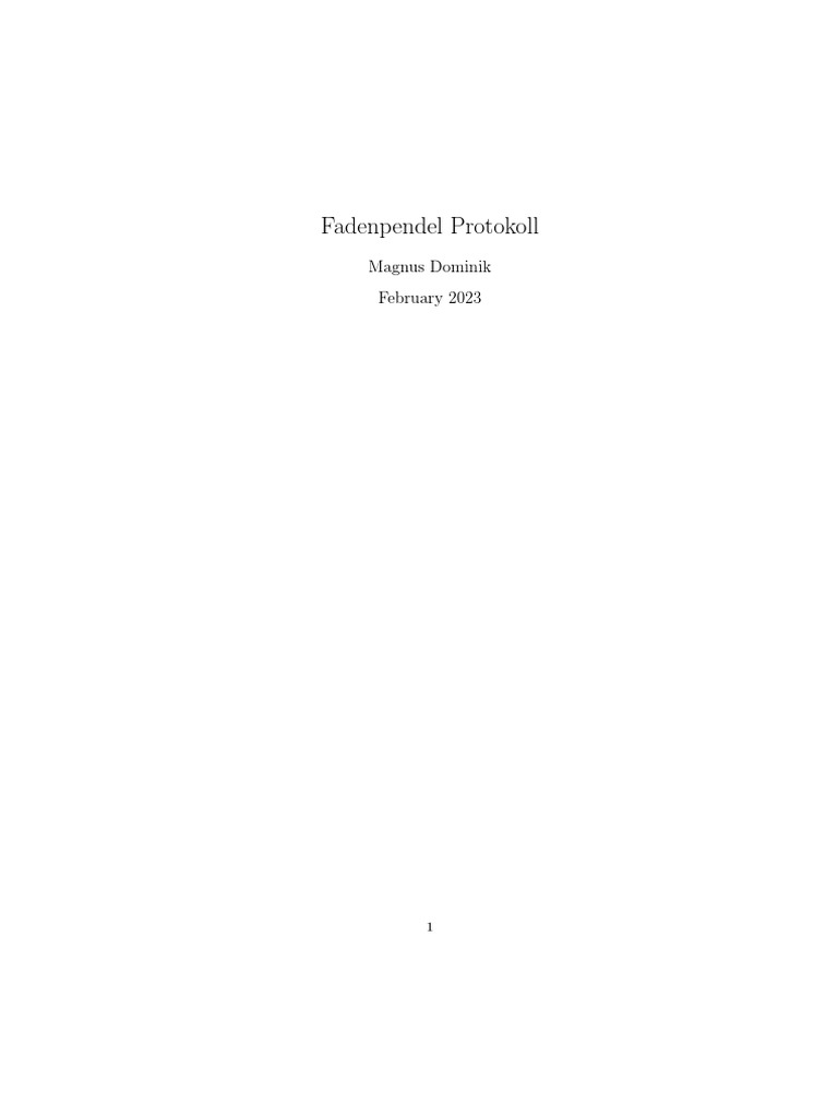 Fadenpendel Protokoll | PDF