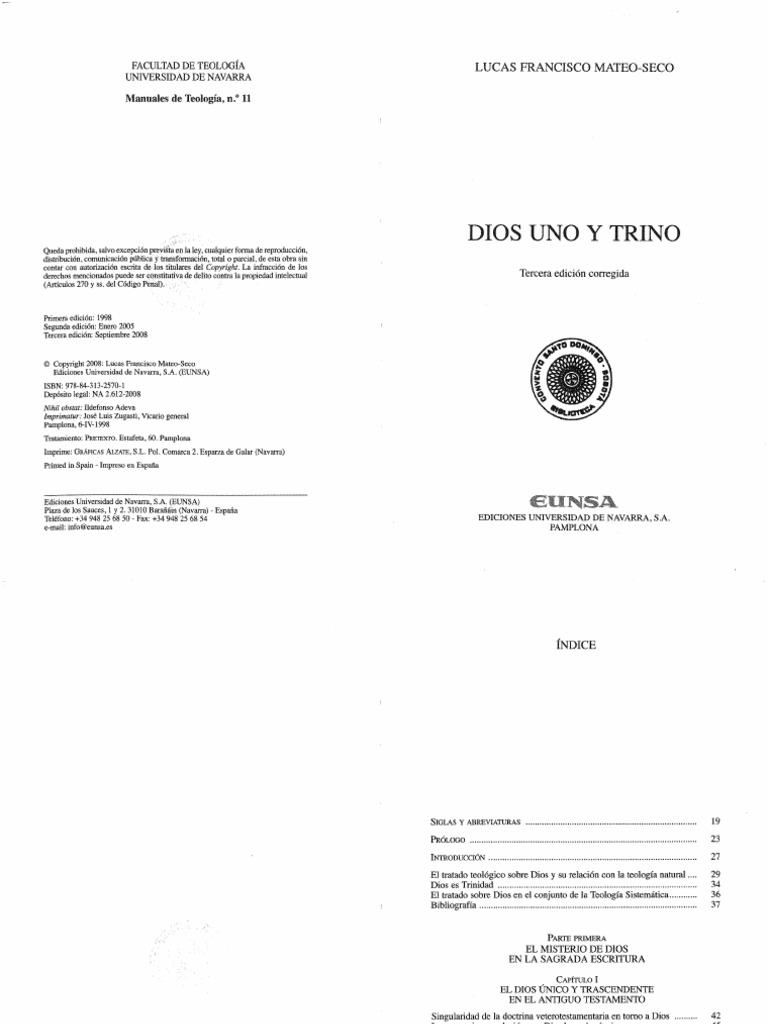 Dios Uno y Trino Lucas Mateo-Seco | PDF