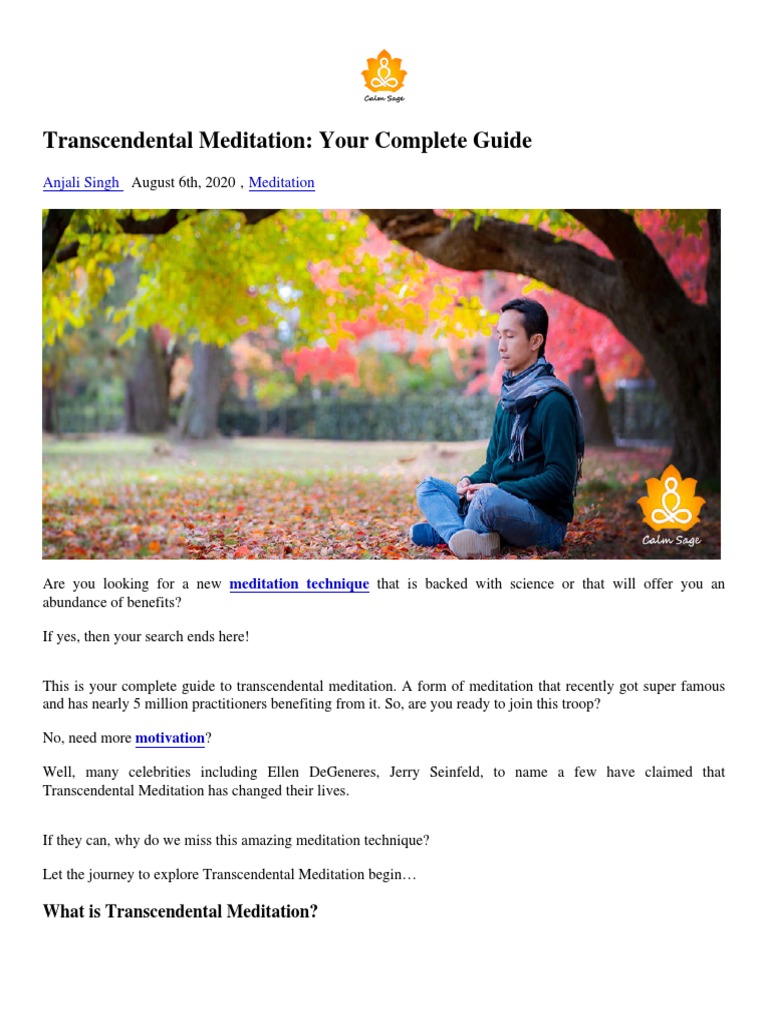 Transcendental Meditation - Your Complete Guide | PDF | Self-Improvement