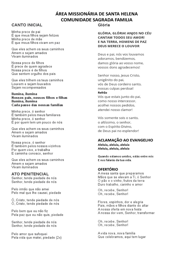 Cantos Missa Da Familia | PDF