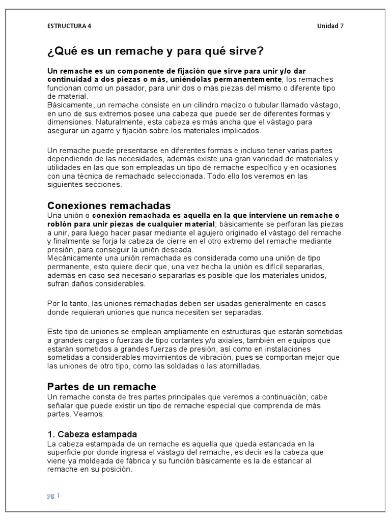 MATERIAL Semana 2 - Remaches | PDF