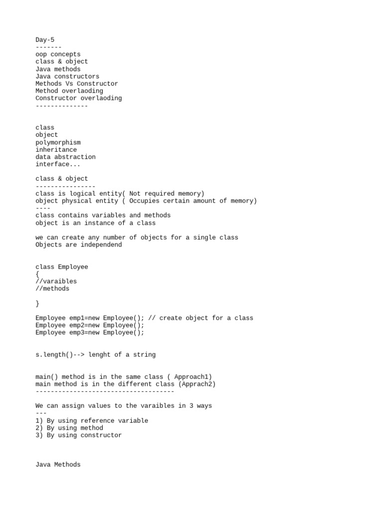 Day 5 | Download Free PDF | Method (Computer Programming) | Programming