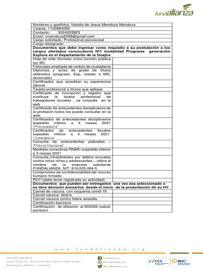 Anexo No 2 Lista de Chequeo Gestion Documental Hojas de Vida EXPLORA | PDF Anexo No 2 Lista de Chequeo Gestion Documental Hojas de Vida EXPLORA | PDF