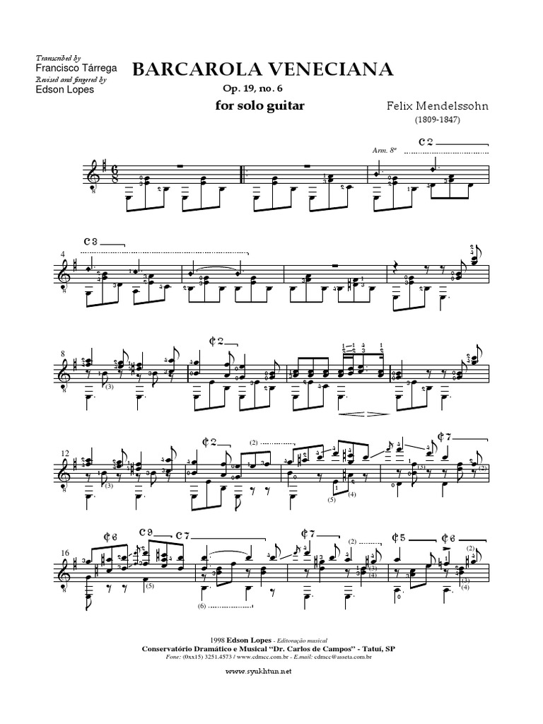 Barcarola Veneciana - Felix Mendelssohn | PDF