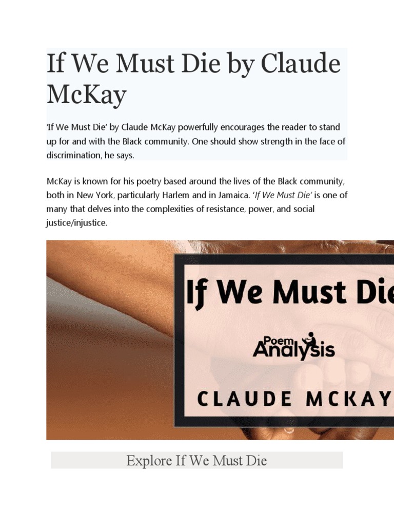 Analysis McKay | PDF | Poetry | Classics