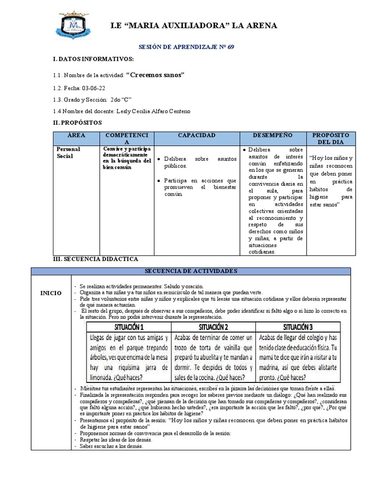 Sesión 03-06-22 - 2C - Personal Social | PDF | Higiene | Lavado de manos