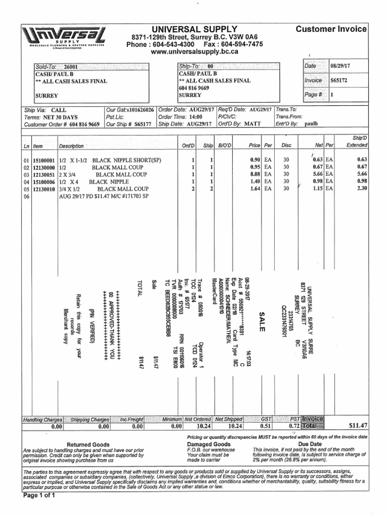 Universal Receipt | PDF