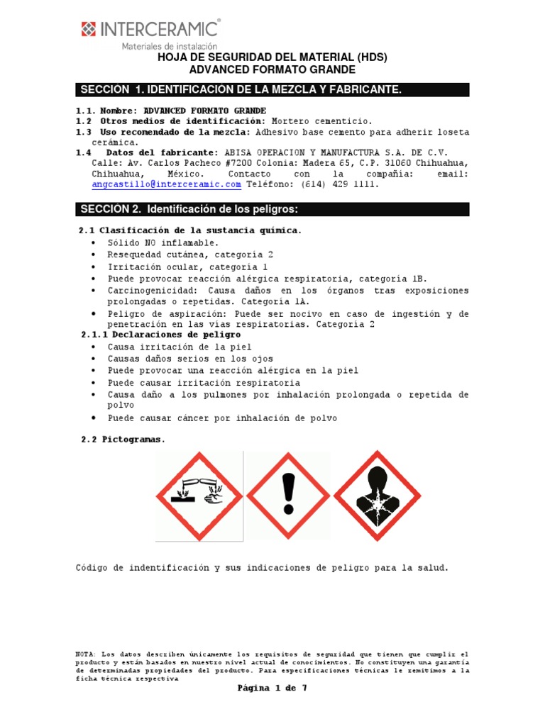 Hoja de Seguridad | PDF