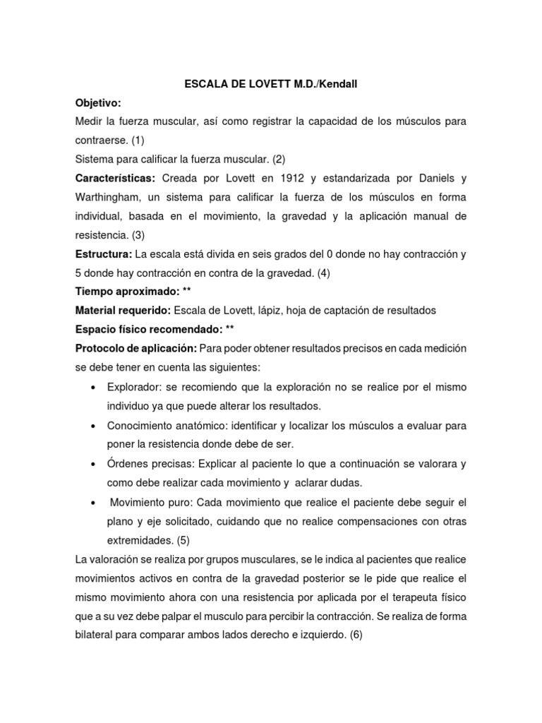 Escala de Lovett | PDF | Músculo esquelético | Contracción muscular