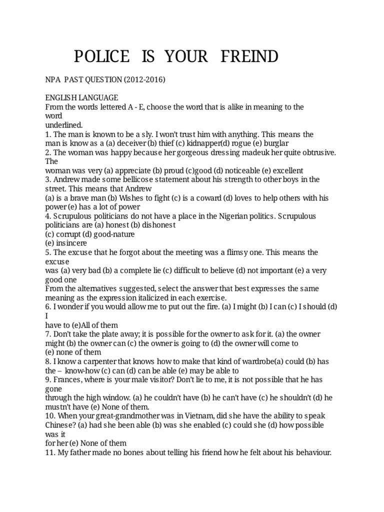 Polac 2012 - 2016 Past Question | PDF