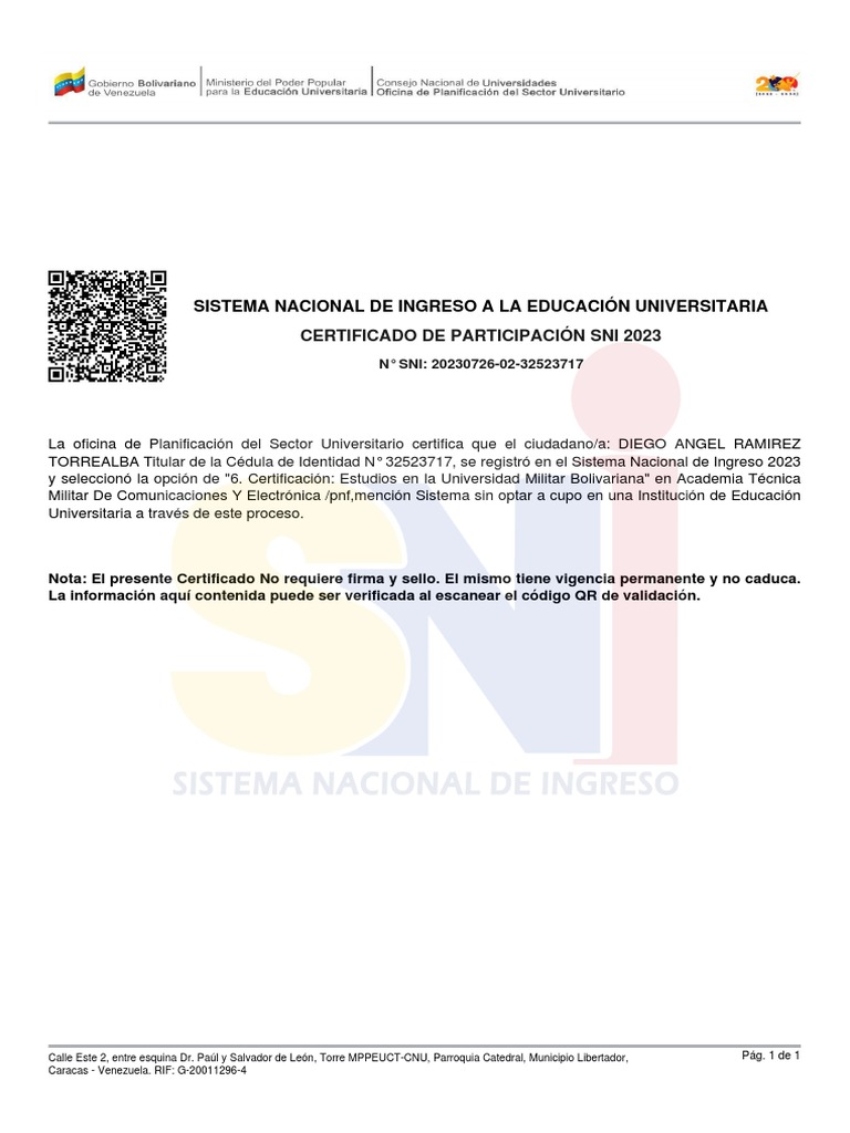Certificado-Participacion Ramirez Torrealba | PDF