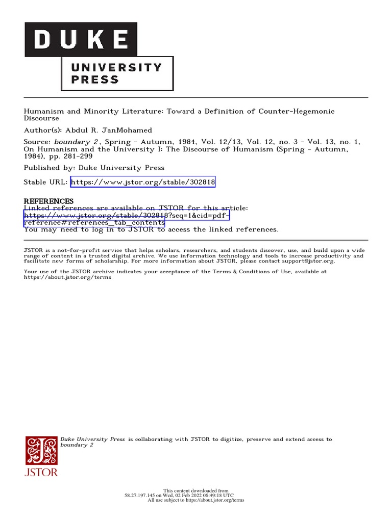 Jan Mohd. | PDF | Humanism | Hegemony