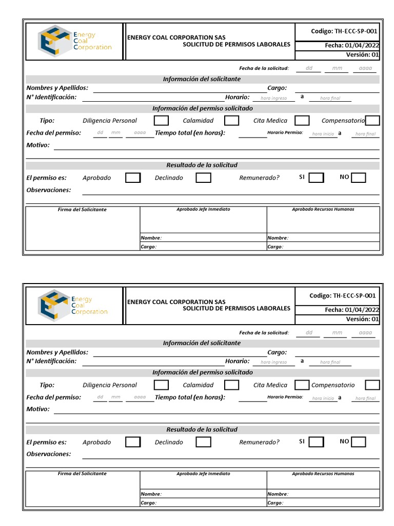 Formato Solicitud de Permisos | PDF