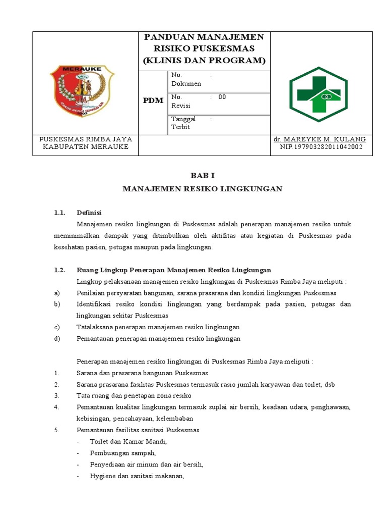 Panduan Manajemen Risiko Puskesmas | PDF