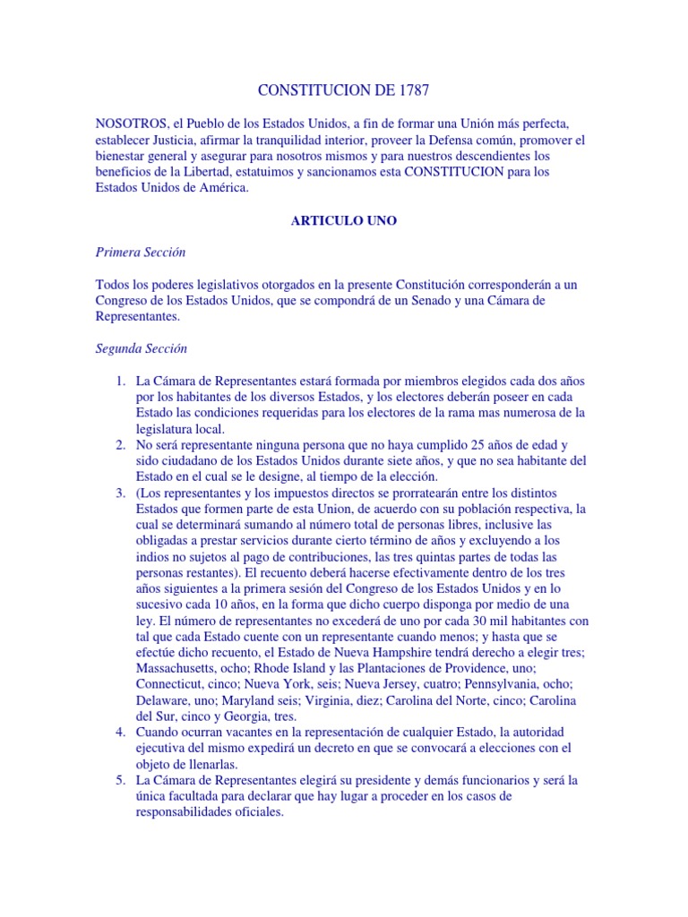 Constitucion de 1787 | PDF | Presidentes de los Estados Unidos ...