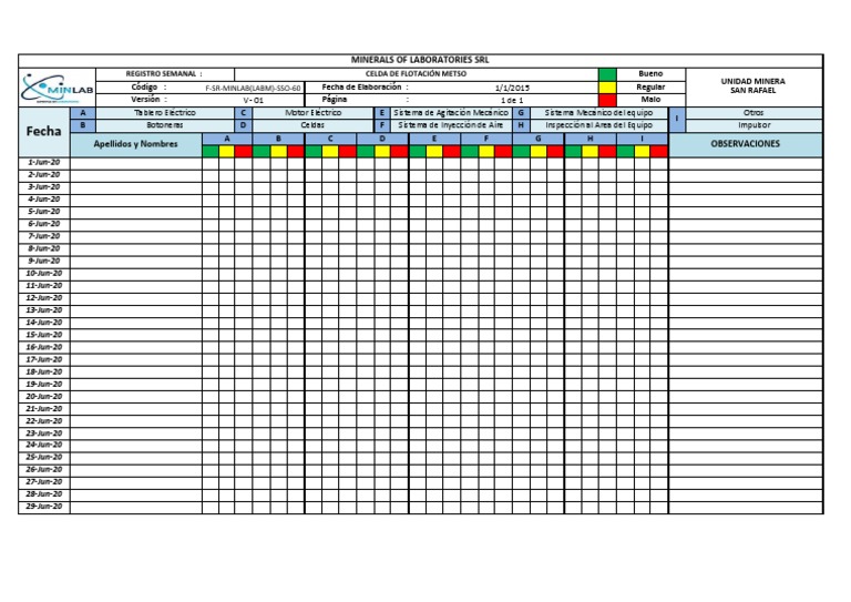 F-Sr-Minlab (Labm) - Sso-60 Check List - Celda de Flotacion Metso | PDF