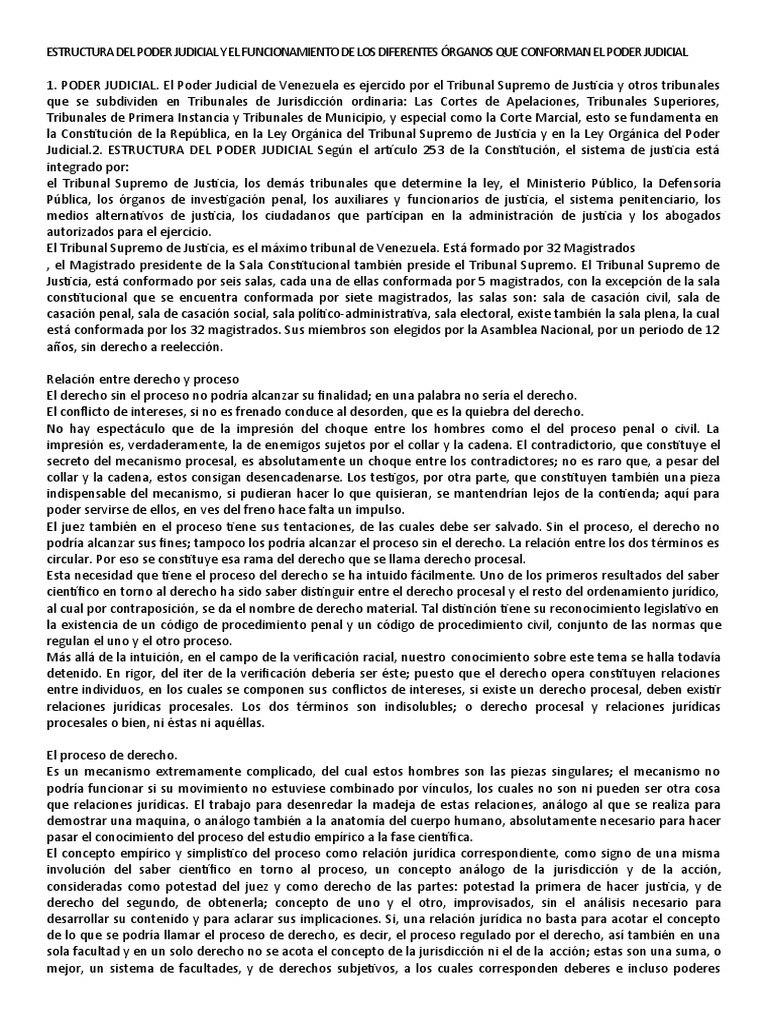 Estructura Del Poder Judicial y El Funcionamiento de Los Diferentes ...