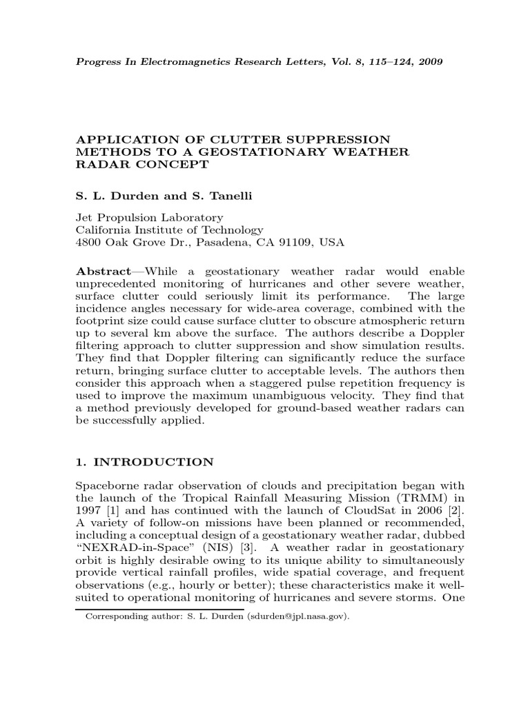 Application of Clutter Suppression Methods To A Geostationary Weather ...