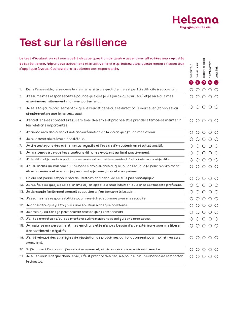 Test Sur La Resilience | PDF