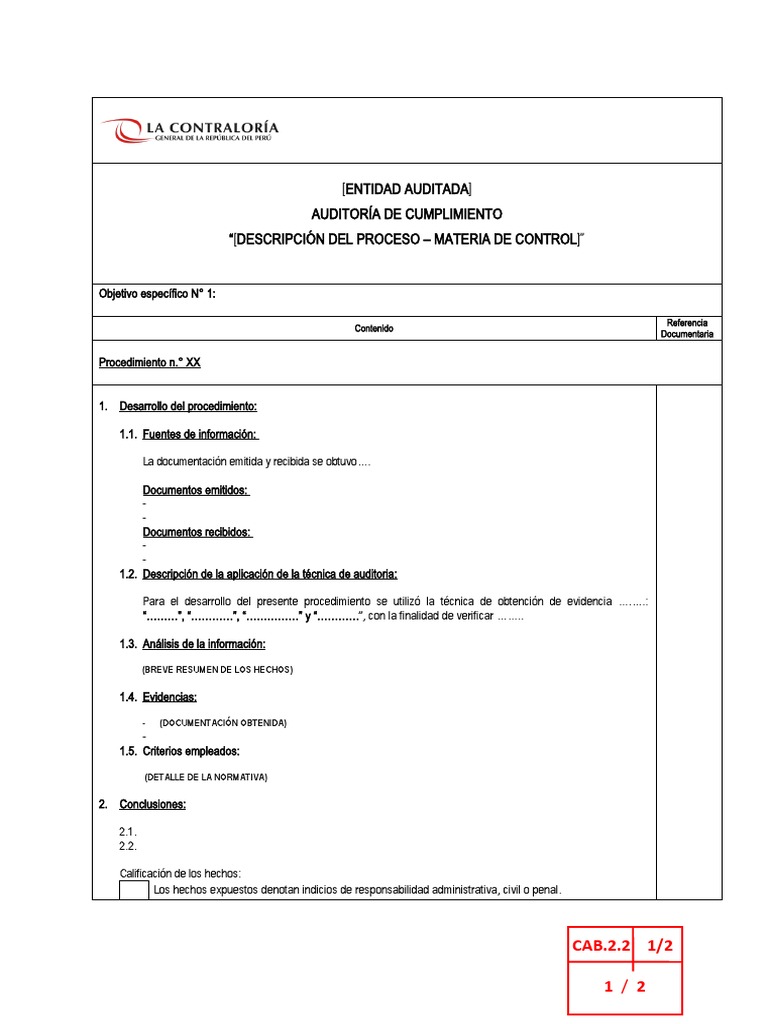 Formato de Procedimientos | PDF | Auditoría Formato de Procedimientos | PDF | Auditoría