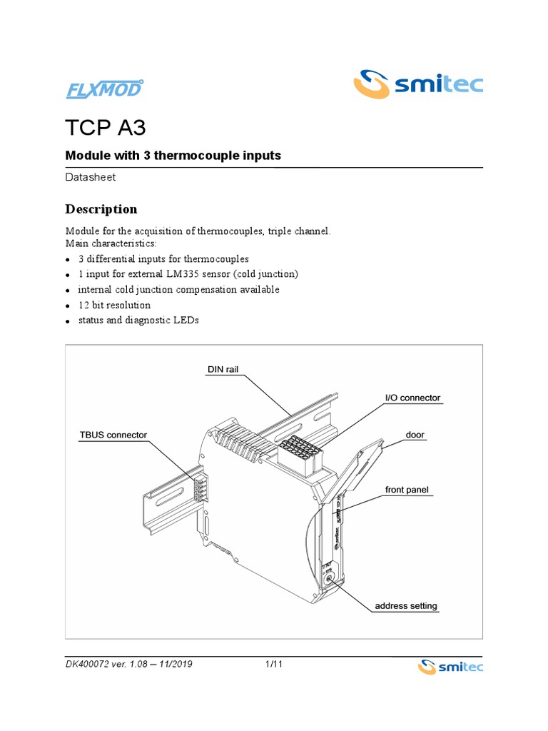 FlxMod TCP A3 - Datasheet (108-En) | PDF | Thermocouple | Electromagnetism