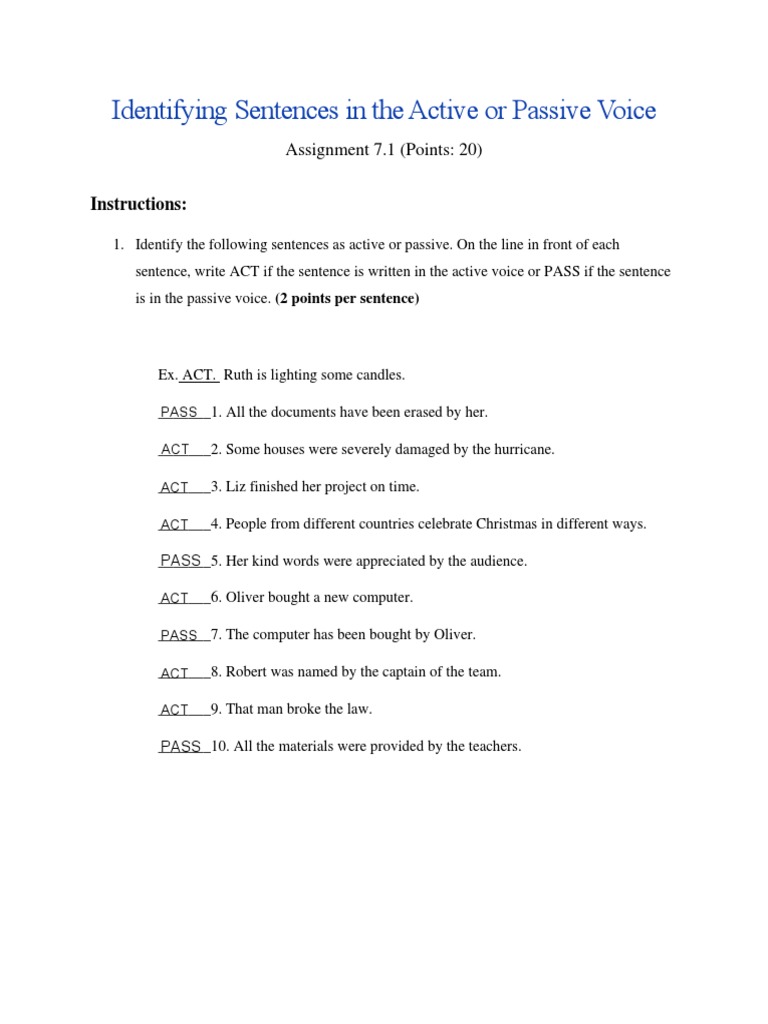 Assignment 7.1 Identifying Sentences | PDF
