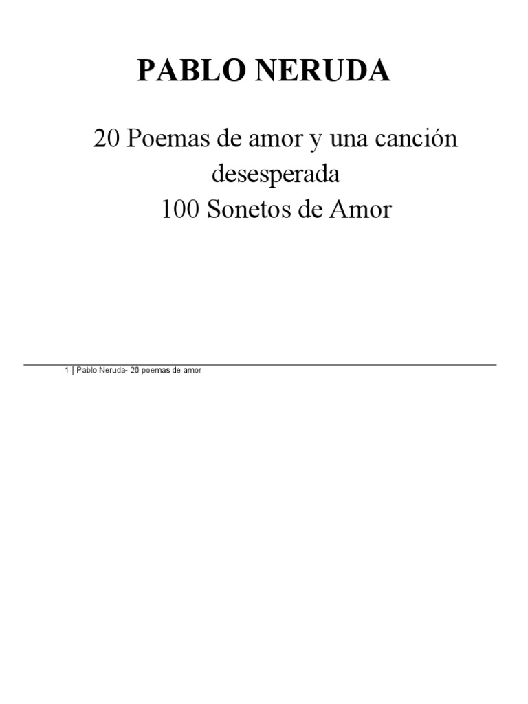 Pablo Neruda - 20 Poemas de Amor | PDF | Amor | Cielo
