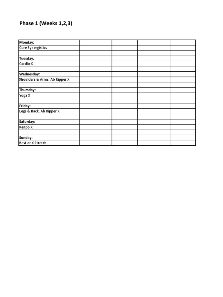 P90X Lean Workout Schedule | PDF | Wellness