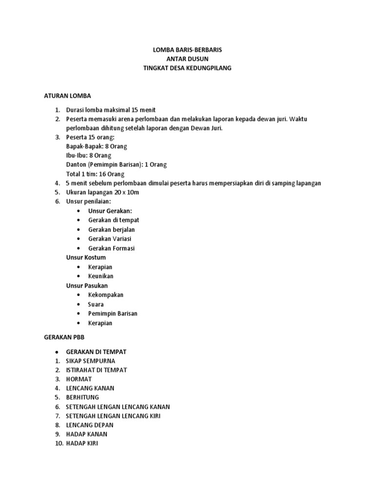 Ukuran Lapangan Lomba PBB 20x10m | PDF | Perjalanan