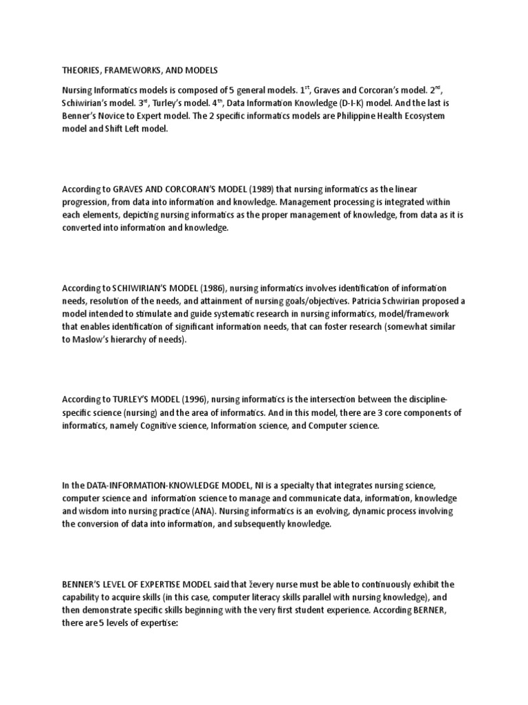 Nursing Informatics Models | PDF | Career & Growth | Computers