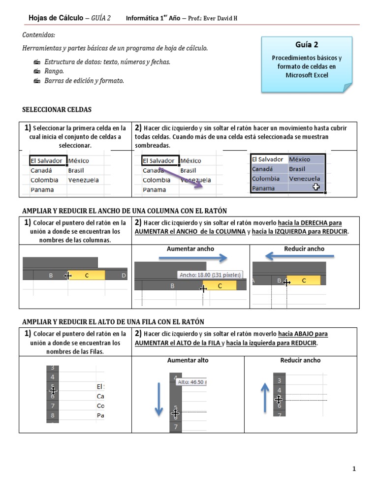Procedimientos Basicos y Formato de Celdas en Ms Excel Guia 2 | PDF Procedimientos Basicos y Formato de Celdas en Ms Excel Guia 2 | PDF