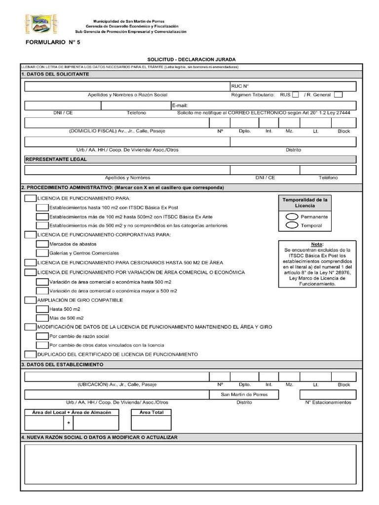 Muni SMP Declaracion Jurada Lic Func. | PDF
