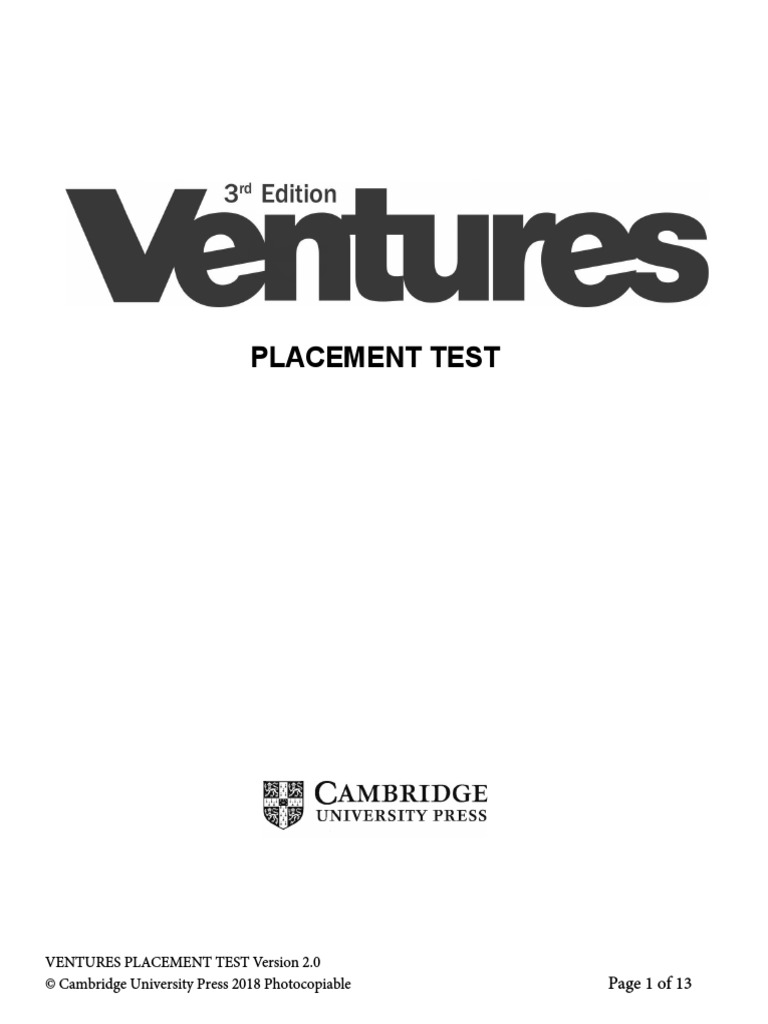 Ventures 3ed Placement Test | PDF