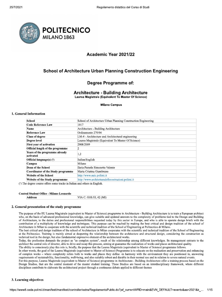 Polimi Building Architecture | PDF