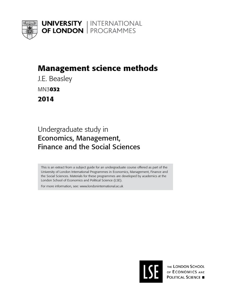 Management Science Methods | PDF