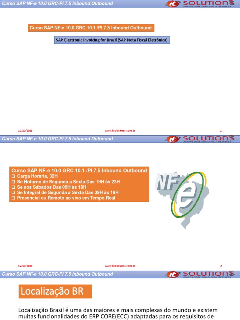 Curso SAP NF-e 10.0 GRC 10.1 PI 7.5 Inbound Outbound - Final | PDF ...