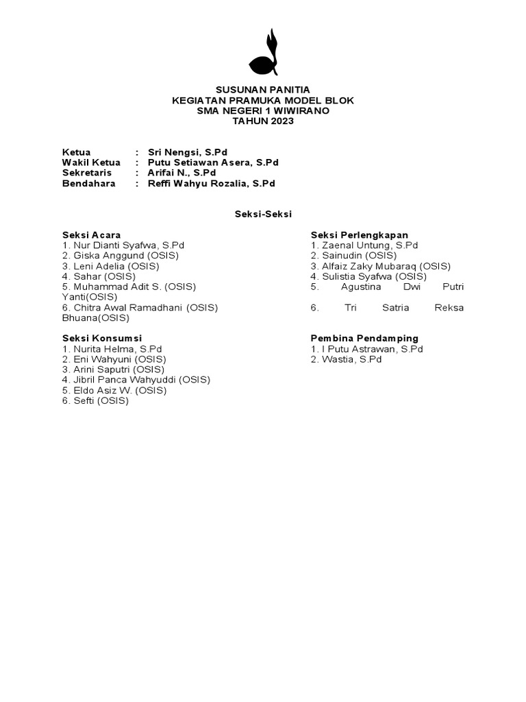 SUSUNAN PANITIA PRAMUKA BLOK | PDF