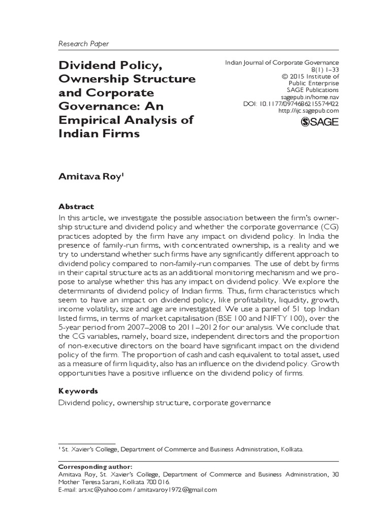 (Contoh Paper) Dividend Policy, Ownership Struc | PDF