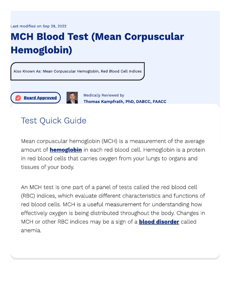MCH Test Testing | PDF