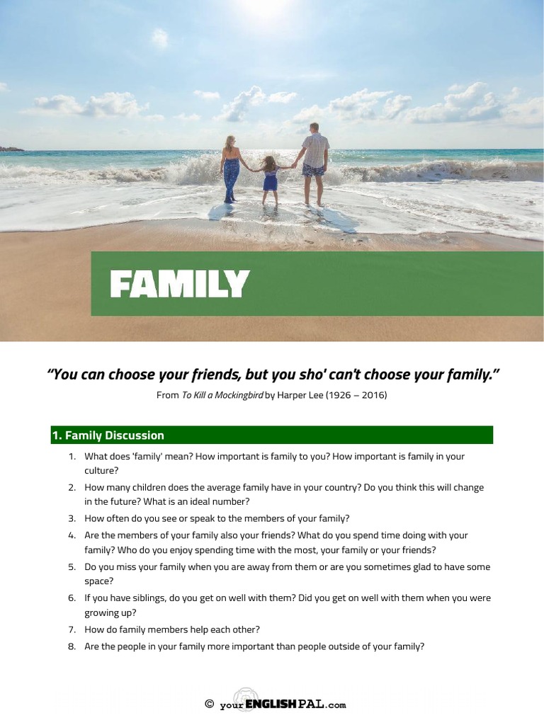 Your English Pal ESL Lesson Plan Family Student v4 | PDF | Family ...