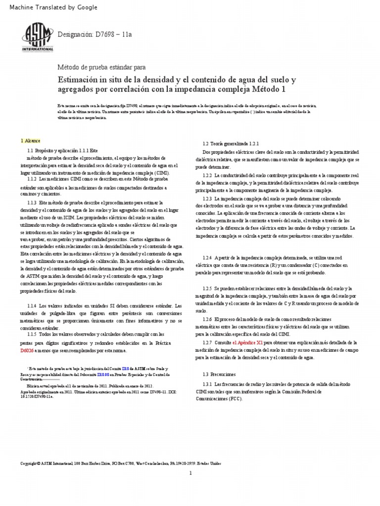 ASTM D7698-11a Esp | PDF