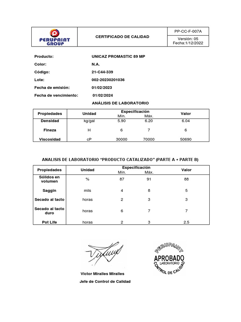 Unicaz Promastic 89 MP | PDF