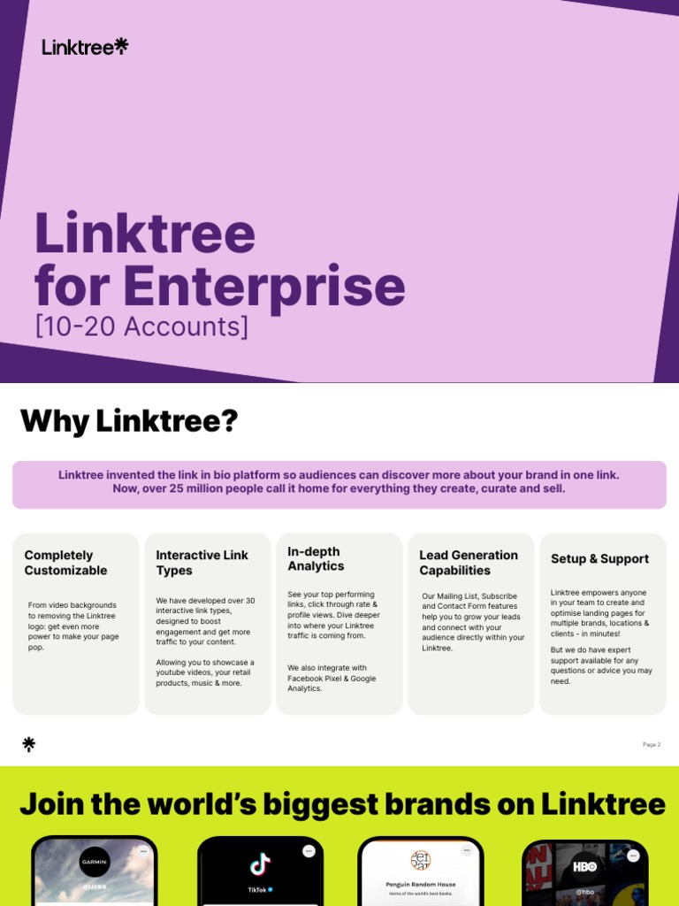 Linktree Premium Enterprise Offering PDF (10 - 20 Accounts) | PDF | Pricing | Service Industries