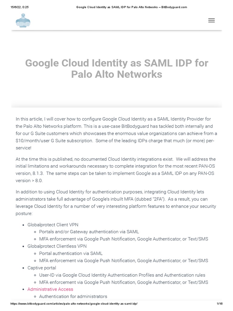 Google Cloud Identity SAML for Palo Alto | PDF | Cloud Computing ...