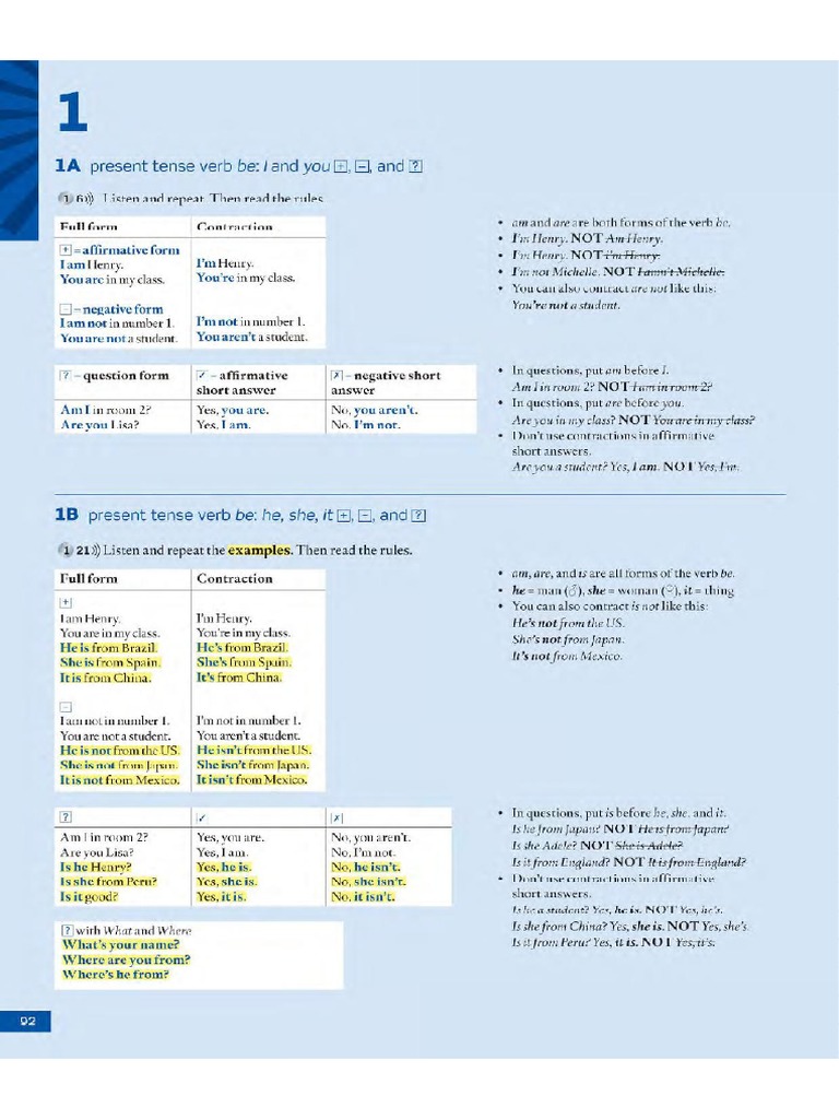 Grammar Bank 1A | PDF