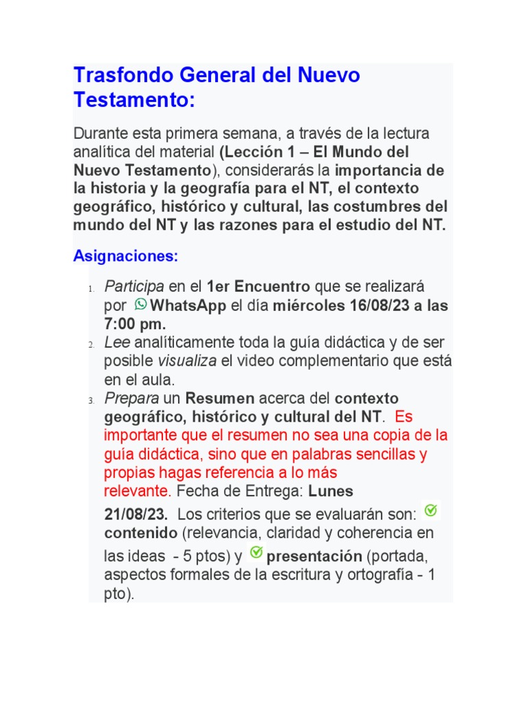 Unidad 1 Trasfondo NT | PDF