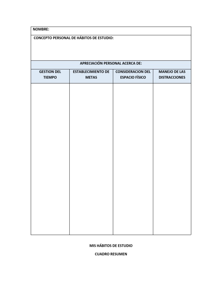 Formato Cuadro Resumen Semana 2 | PDF