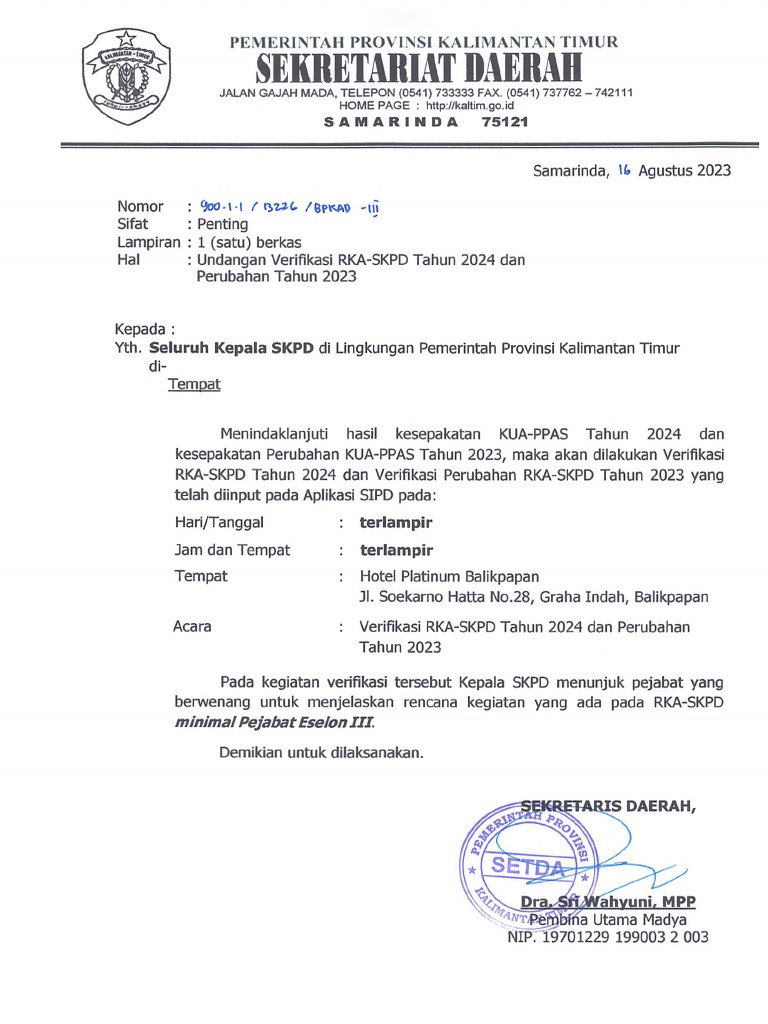 Jadwal Verifikasi RKA-SKPD 2024 | PDF