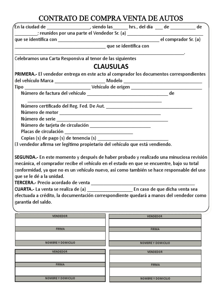 Contrato de Compra Venta de Auto | PDF | Business