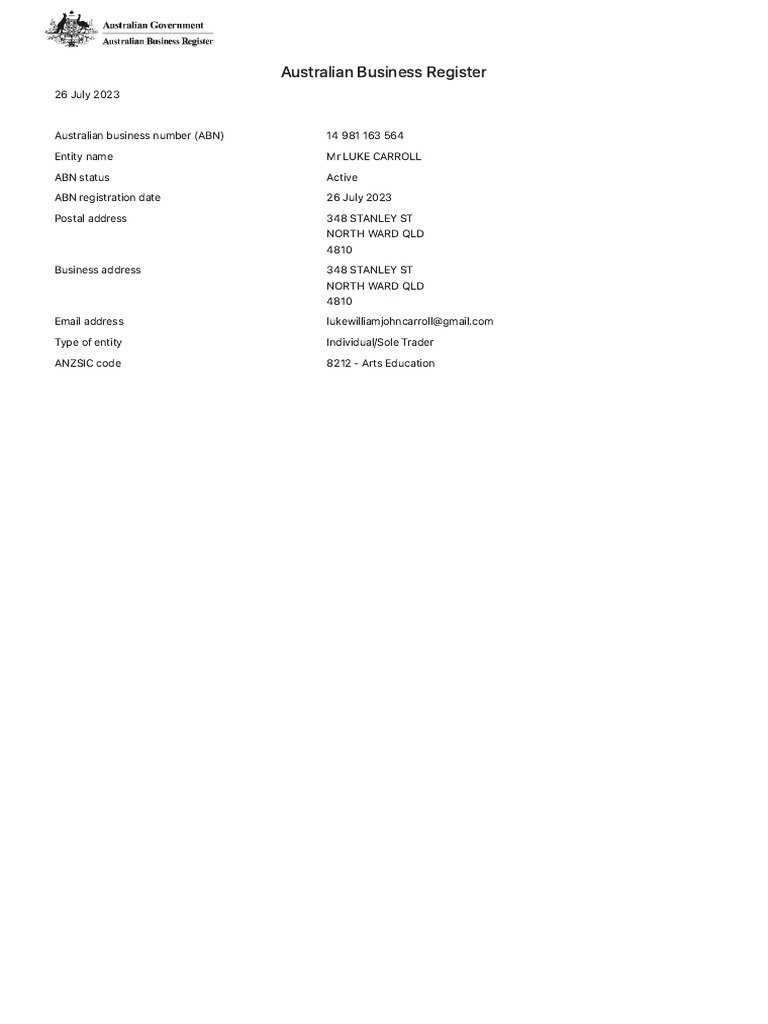 ABN Advice Letter | PDF